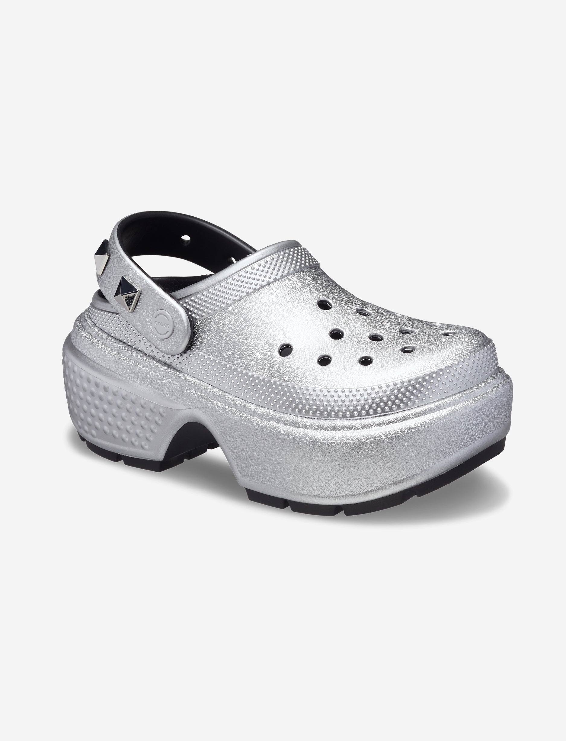 Crocs Stomp Metallic Clog - כפכפי קלוג פלטפורמה קרוקס לנשים בצבע כסף ...